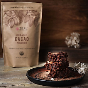 Zeal Superfoods Organic Cacao Powder - Raw, Heirloom Criollo, Top 8 Allergen-Free, Cold-Pressed, Unsweetened, Non-Alkalized, Vegan, Gluten-Free, Keto, Paleo, Kosher, Nutrient-Rich Superfood - Cocoa Powder Substitute - 16 oz (1 lb)