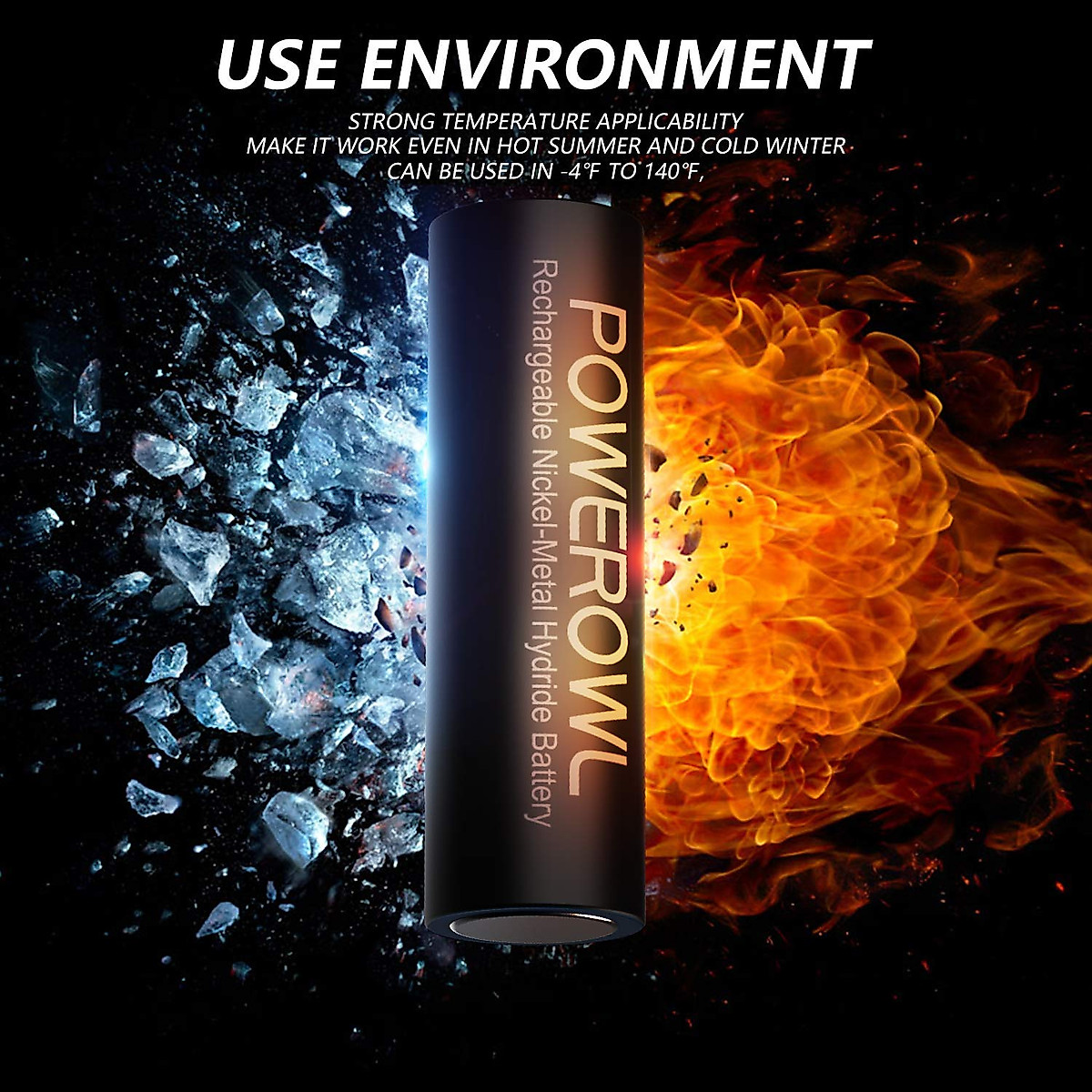 POWEROWL Solar Rechargeable AA Batteries 2800mAh, Wide Temperature Range Battery, Excellent Performance for Solar Garden Lights, Battery String Lights, Outdoor Devices - Recharge Universal (12 Count)