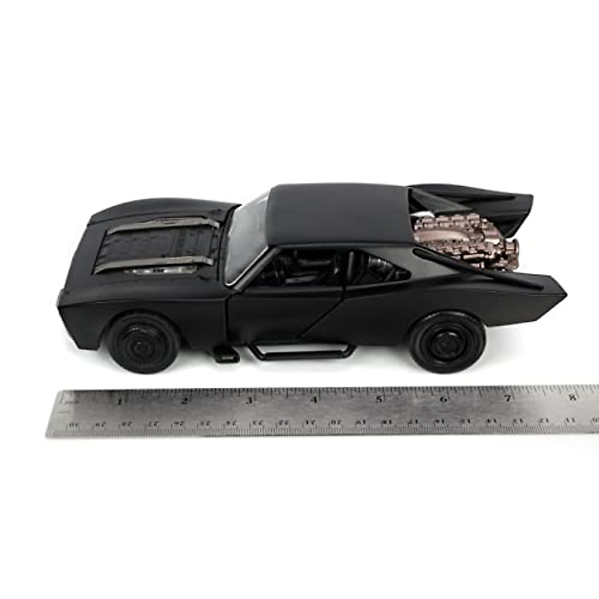 DC Comics 1:24 The Batman Batmobile Die-cast Car w/ 2.75" Batman Figure, Toys for Kids and Adults,Black/Silver