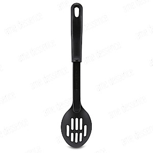 AME D'ESSENCE Slotted Cooking Spoon 11 1/2 inch Black Nylon 410ºF Heat Resistant Serving Spoon with Ergonomic Handle Kitchen Gadgets for Straining