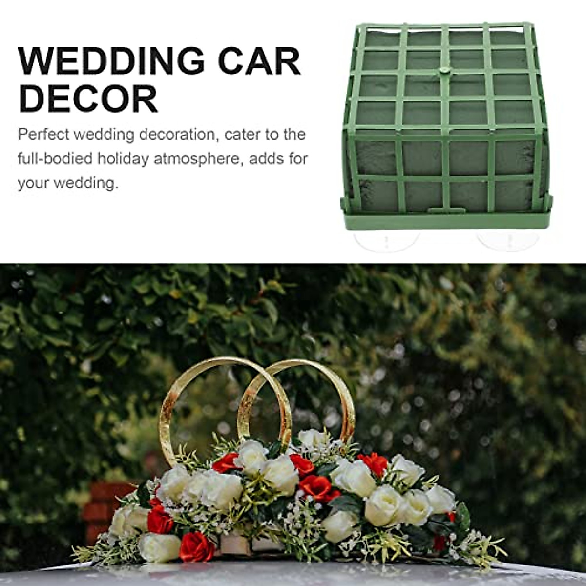 Ciieeo 3pcs Car Ornament Green Flowers Car Mount Car Decorations Greenery Floral Foam Dining Room Table Decor Car Kit Flower Sucker Base Fresh Floral Sucker Base Happy Word Wedding