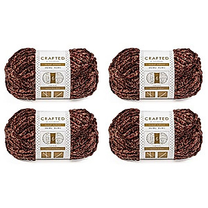 Crafted By Catherine Tonal Velvet Yarn - 4 Pack, Red Brown, Gauge 6 Super Bulky