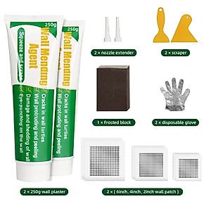15 Pack Drywall Repair Kit, 500g Safe Wall Mending Agent with Scraper, Wall Patch Repair Kit Easy to Fill Holes for Aluminum Metal Plaster Sheetrock Ceiling