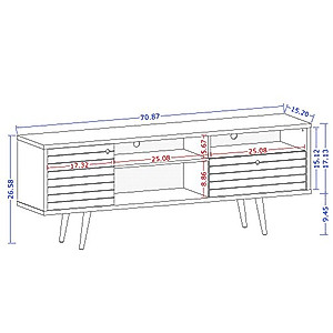 Manhattan Comfort Liberty Mid Century Modern TV Stand for Televisions up to 65 Inches, Bedroom and Living Room Entertainment Center with Storage, Shelves, and Cabinet, 71" Wide, Black