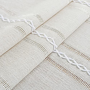 JIALE Table Runner, Rustic Farmhouse Table Runners with Tassels, Boho Cotton Linen Table Runner for Table Decorations, Holiday Party and Wedding, 72 Inches, Ivory