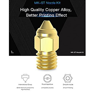 Creality Official Ender 3 S1 Nozzles, 5PCS 0.4mm MK Brass Nozzle for Ender 3 S1 Pro/Ender 3 S1 Plus Sprite Extruder and Extruder Nozzle of Ender 2 Pro/Ender 3 Neo/Ender 3 V2 Neo/Ender 3 Max Neo