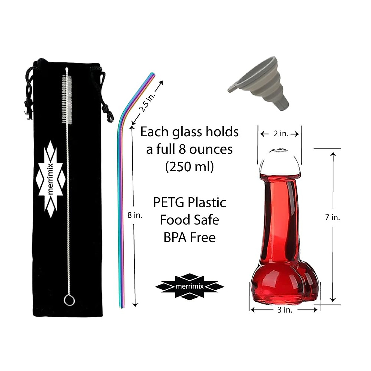 merrimix BUNDLE Inflatable Blow Up Male Doll Fernando with Novelty Wine Glasses for Bachelorette Parties, Naughty Gag Gift…