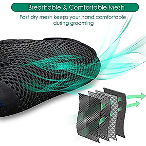 Pet Hair Remover Gloves, Enhance Pet Grooming Glove with 255 Tips, Deshedding Glove for Dog and Cat, 1 Pair Left & Right Gentle De-Shedding Glove Brush, Green