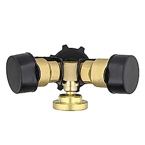 Dumble Propane Tank Adapters LP Gas Line Splitter 2 Way Hose Tee Y Propane Splitter with Gauge - 2 QCC1 Thead and 1 POL