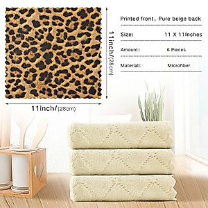 FRODOTGV Seamless Leopard Texture Skin Microfiber Kitchen Towels Rags Dish Towels Tea Towel Terry Cloth Kitchen Hand Towels Kitchen Hand Towels Hanging