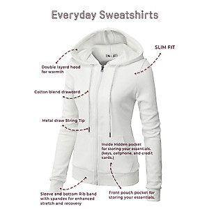 H2H Women's Slim Fit Basic Zip Up Hoodie Sweatshirt Lightweight Long Sleeve with Pocket CHARCOAL US M (CWOHOL030)