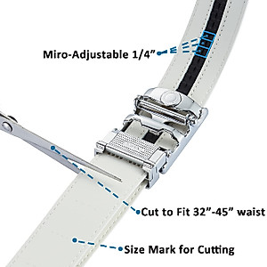 Tonywell Men's Leather Ratchet Belt with Automatic Buckle, 1 3/8" Wide, Trim to Fit Dress Casual Belts