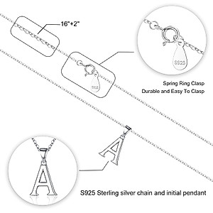 Turandoss S925 Sterling Silver Initial Necklaces for Women, Dainty Hypallergenic Initial Neckalce Hypallergenic S925 Sterling Silver Necklaces for Women(J)