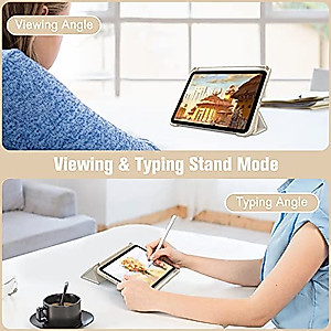 Fintie Hybrid Slim Case for iPad Mini 6 2021 (8.3 Inch) - [Built-in Pencil Holder] Shockproof Cover Clear Transparent Back Shell, Auto Wake/Sleep for iPad Mini 6th Generation, Starlight