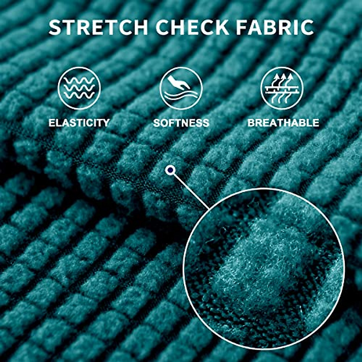 SUBRTEX Stretch Loveseat Sofa Slipcover 2 Piece Sofa Cover 2 Seater Soft Couch Slipcover Washable Furniture Covers, Jacquard Fabric Small Checks(Turquoise,Loveseat)