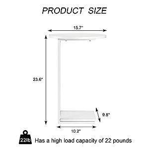 GYCZYCX C Shaped End Table,Round C Table,Snack Side Table for Sofa and Bed, Living Room (White)