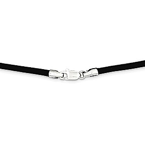 14k White Gold 2mm 16 Inch Black Leather Cord Chain Necklace Pendant Charm Fine Jewelry For Women Gifts For Her