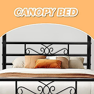 Pliwier Bed Frame with Headboard and Footboard, 13 Heavy Duty Bed Slats, 18 Sturdy Legs Support, No Box Spring Needed, Noise Free, Easy Assembly