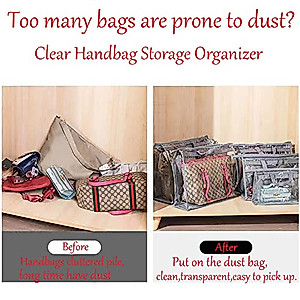 Dust Bags for Handbags - Handbag Storage Organizer Dust Bags for Moisture Proof Dust Cover with Zipper and Handle(Brown-XXL)