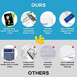 ABEYATH 10Pcs Extra Thick ID Card Name Badge Holder Heavy Duty Waterproof Clear Plastic PVC Vertical Sleeve Pocket Resealable