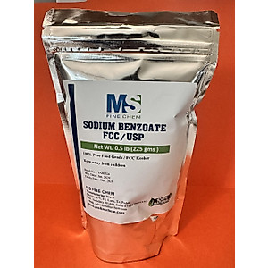 MS Finechem Sodium Benzoate 100% Purity Food Grade Preservative Additive - 0.5 LB