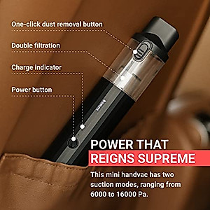 Owleys Cordless Car Vacuum Cleaner - 16000PA Powerful Suction - Rechargeable Vacuum Cleaner for Car - Handheld Vacuum Cleaner for a Vehicle - Portable High Power Vacuum for Home, Car