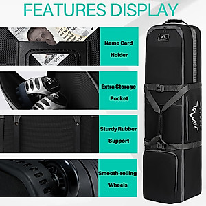 GoHimal Golf Travel Bag with Adjustable Support Rod, 900D Heavy Duty Oxford Fabric Golf Travel Case for Airlines with Wheels