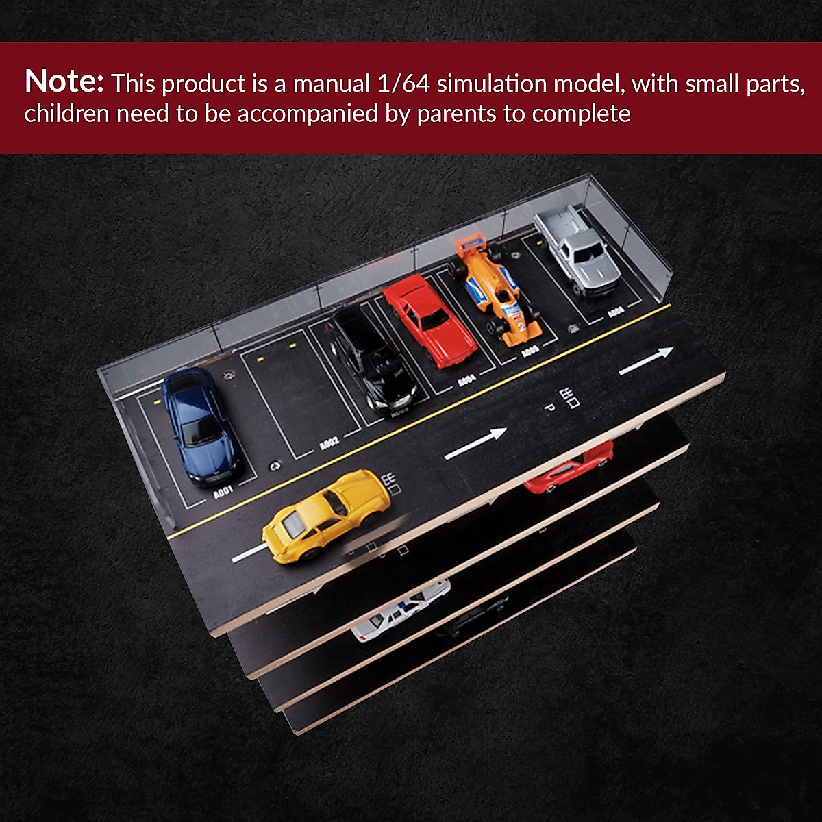 Harilla 1/64 Wooden Parking Lot Models Miniatures Car Garage Parking Lot Accessories Home Decor Collection Gifts