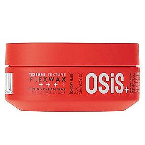 OSiS+ Flexwax – Ultra Strong Cream Wax, 2.8 oz – Long-lasting Hold for Creative Hair Styling – Moldable Texturizing Product for Wild Hair Styling and Shine – Washes Out Easily