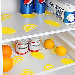 12 Pcs Refrigerator Liners, 17.7"x11.8" Washable Fridge Liner for Drawer/Cabinet Shelf Liner, Non-Slip EVA Multi-Use Shelf & Refrigerator Mats - BPA Free (Lemon)