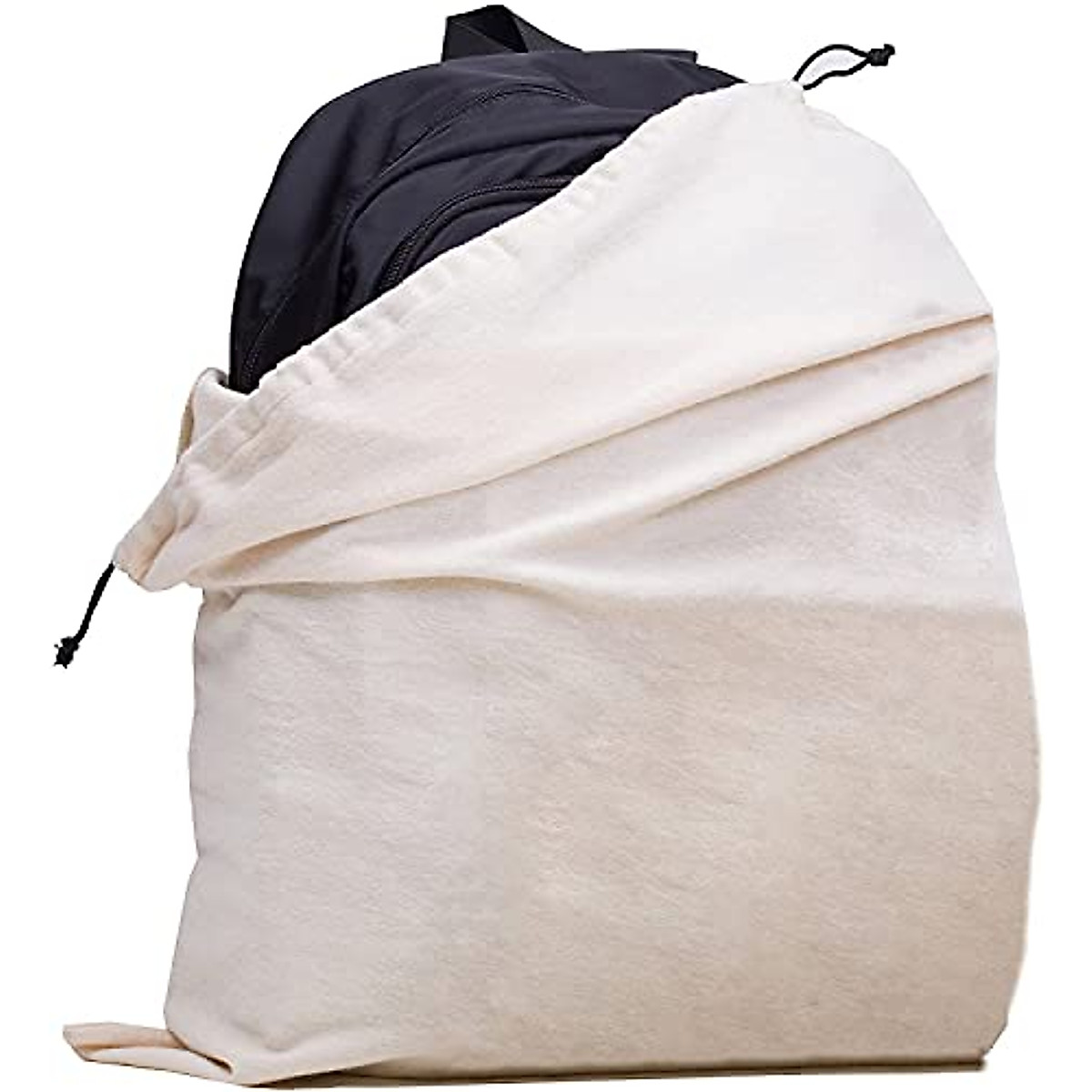 Laundry Bag Large 24 X 36 inch Heavy duty 100% Cotton Canvas natural color fabric Draw Strings Organizer travel camp home college Dorm Dirty cloth plain Big Santa Sacks storage (Pack of 2)