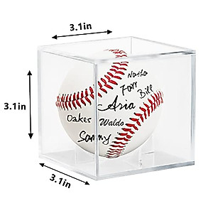 Baseball Display Case Acrylic Cube - UV Protected Acrylic Baseball Holder, Display Case for Autographed Baseball, Tennis Ball, Golf Ball, Billiard Ball, Memorabilia Display Cases (1 Pack)