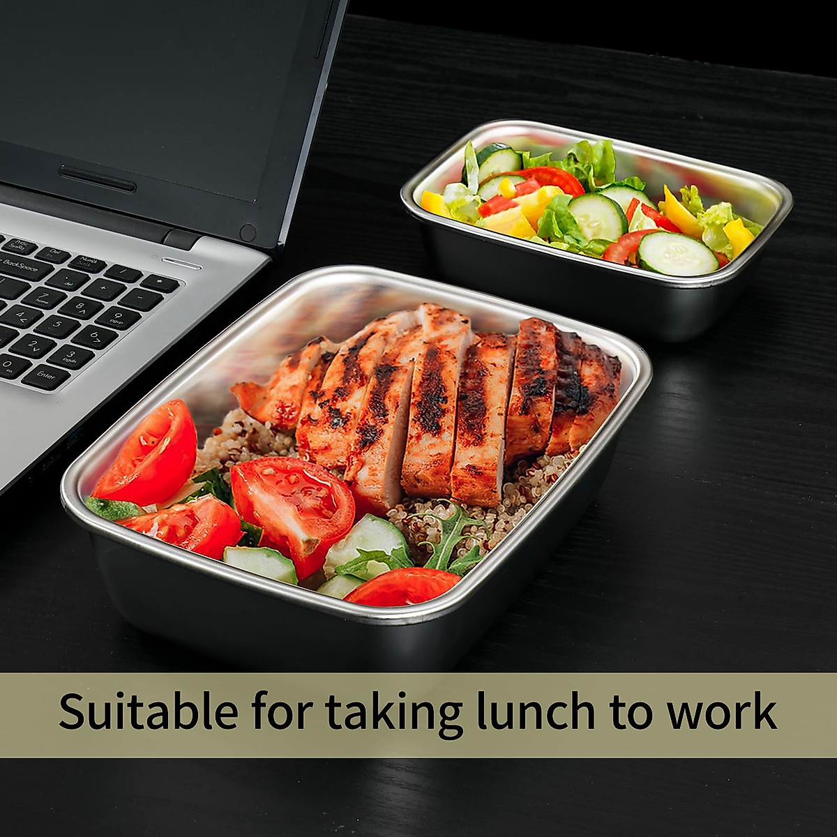 YLARMY 4PCS Stainless steel Food Storage Container with lids - Leakproof & Airtight for Kitchen,Meal Prep Lunch Box, Stackable Leftover Containers for Freezer Oven Safe 220ml/600ml/1500ml/2900ml