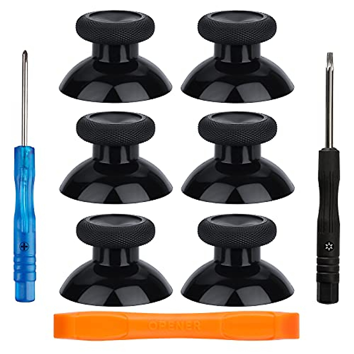 TOMSIN Replacement Joysticks for Xbox One Controllers, Rubberized Original Thumbsticks Repair Kit for Xbox One S (6 Pcs) (Black)