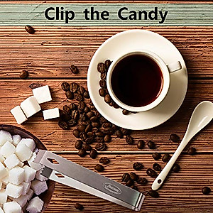 Small Tongs, Newness Ice Tongs for Ice Bucket, 5.9inch Stainless Steel Serving Tongs, Sugar Tongs Appetizers Tongs for Kitchen, Coffee Bar, Party, Sugar, Ice Cube Tray and Ice Bucket