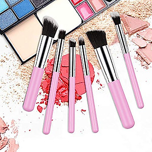 Make Up Brush, 10 Piece Soft Pink Makeup Brushes Set Portable Kabuki Liquid Cream Brushes with Cruelty-Free Synthetic Fiber Bristles Beauty Tools…