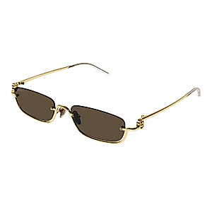 Gucci GG Upside Down Super Narrow Sunglasses, Gold-Gold-Brown, One Size