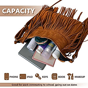 Lanpet Women’s Tassel Faux Suede Leather Hobo Cross Body Chain Shoulder Bag Satchel