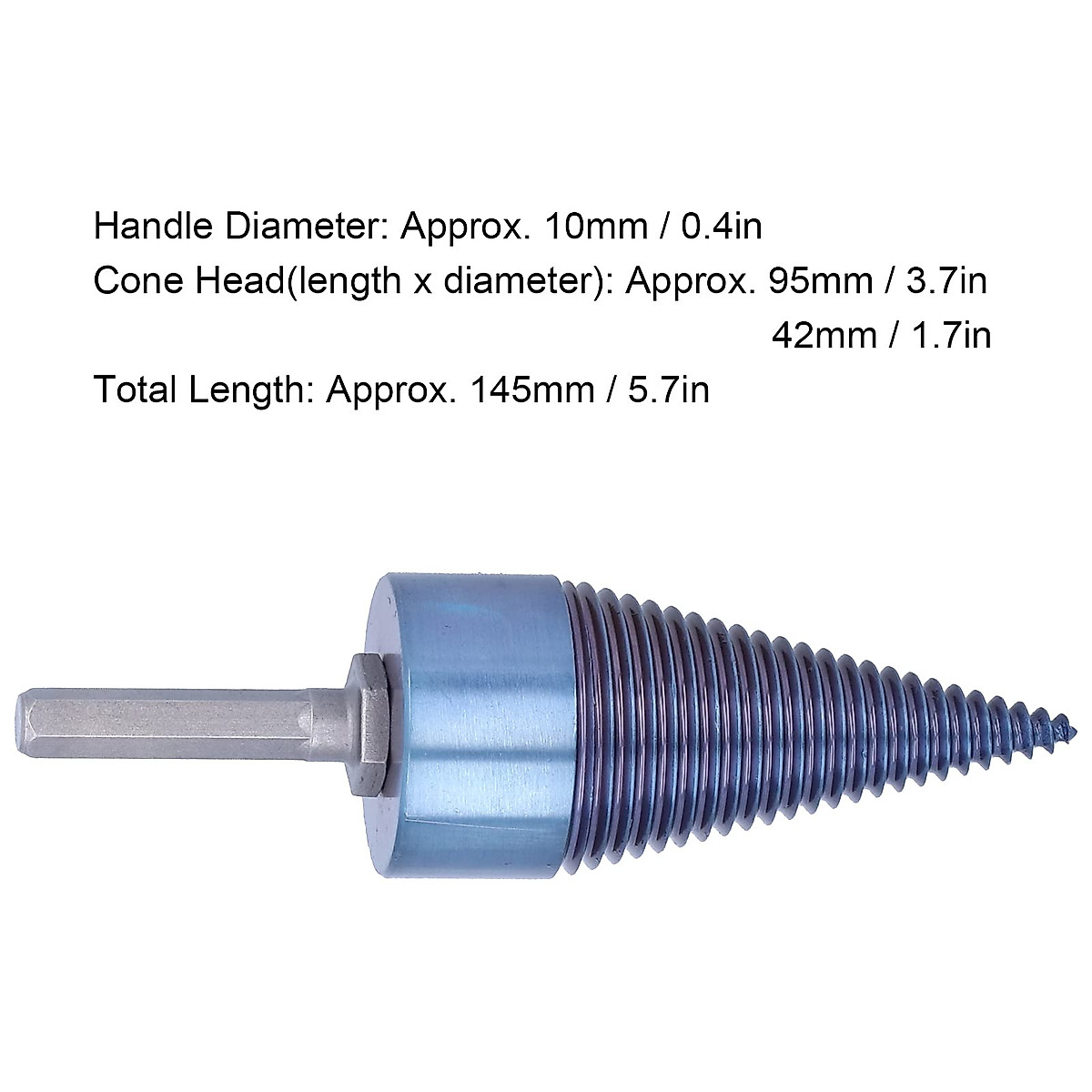 Xinde Firewood Log Splitter Drill Bit, High Speed Steel Log Breaker Reamer, Heavy Duty Twist Firewood Wood Splitter Drill Bit for Electric Drill Machine for Camping Farm Family (42mm Hex Shank)