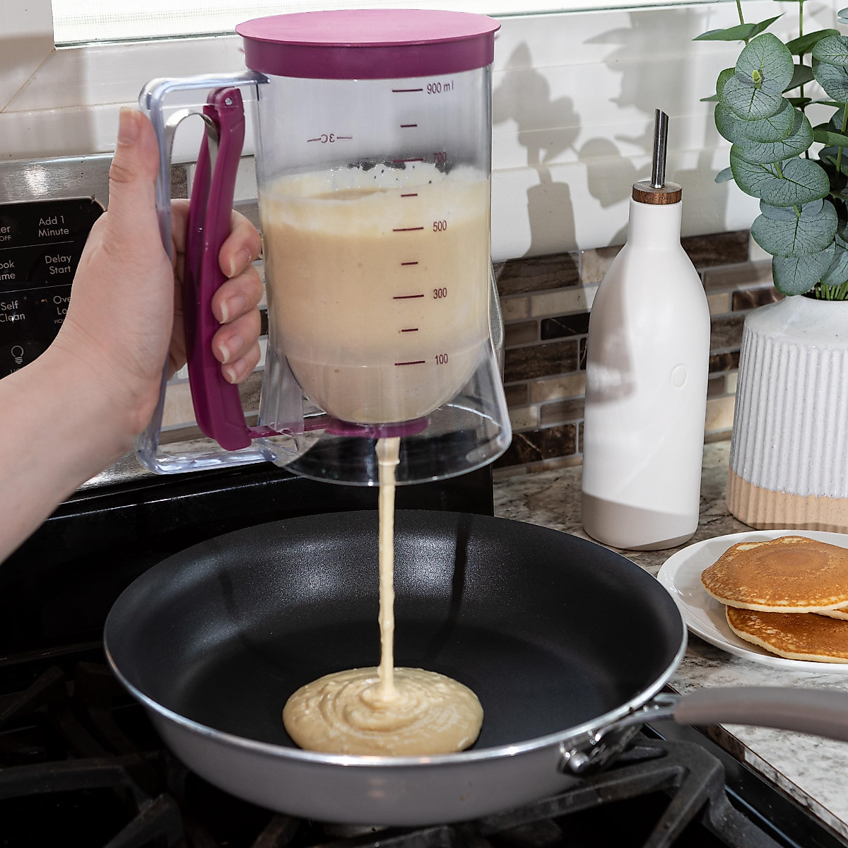 Chef Buddy Batter Dispenser, 4-Cup, Purple, Durable Plastic