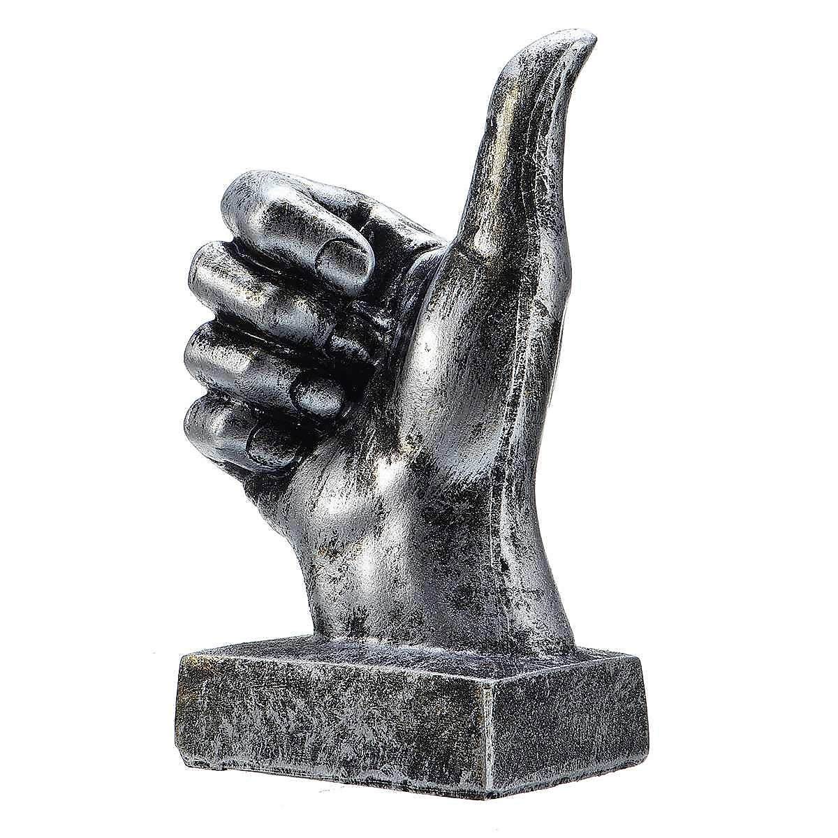 Nice purchase Hand Finger Gesture Desk Statues Fingers Sculpture Creative Home Living Room Cabinet Shelf Decoration (Thumbs-up in Silver)