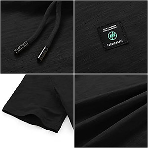 Aiyino Men's Short Sleeve Athletic Hoodies Sport Sweatshirt Solid Color Fashion Pullover M Black