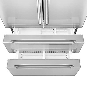 Cosmo FDR225RHSS-G 36 in Double French Door Refrigerator | Energy Efficient Fridge with 2 Drawer Bottom Freezer & Built-In Automatic Ice Maker/Chest, 22.5 cu. ft. Storage Capacity - Stainless Steel