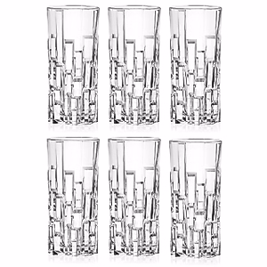 Barski Highball - Glass Tumbler - Set of 6 - Hiball Glasses - Crystal Glass - Beautiful Design - Drinking Tumblers - for Water, Juice, Wine, Beer and Cocktails - 11.6 oz Made in Europe