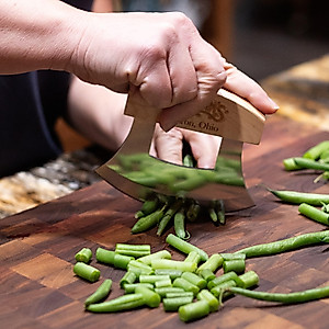 Lehman's ULU Crescent Rocker Knife, 6 inch Curved Stainless Steel Blade Chops and Minces Salad, Fruit, Vegetables and Herbs