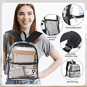 3 Pcs Clear Backpack Stadium Approved Transparent Backpack Clear Tote Bag with Zipper See Through PVC Messenger Handbag Stadium Approved Purse Transparent Crossbody Bags with Adjustable Strap for Work