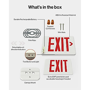 Sunco 24 Pack LED Exit Sign with Emergency Light, Commercial Grade Double Sided Fire Exit Lights, Backup Battery, Illuminated Emergency Exit, 120-277V, Dual Mounting, UL 94V-0 Fire Resistant
