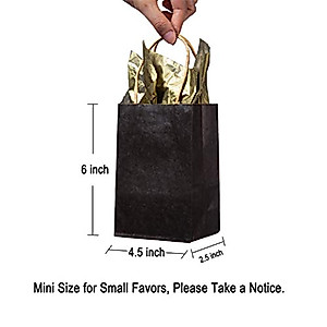 AWELL Mini Size Black Paper Bag with Handle Party Favours Bag 6x4.5x2.5 inch for Wedding Birthday Baby Shower Recycled Bag, Pack of 24