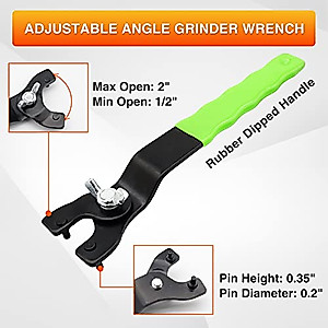 PRETEC Adjustable Angle Grinder Pin Wrench Lock-Nut Spanner Grinder Wrench Universal with 2 Pairs Work Gloves,Compatible 4/5/6/7/9 Inch Angle Grinder for Dewalt Makita