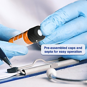 ALWSCI HPLC LC 8-425 Screw Thread Vial Caps, 8 mm, PTFE/Silicone Septa, Black, Polypropylene, 100 pcs/pk